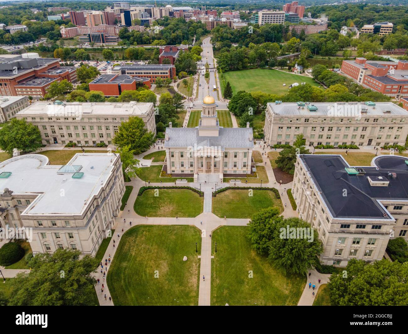 Old Capitol and Pentacrest: Aerial photograph of the beautiful ...