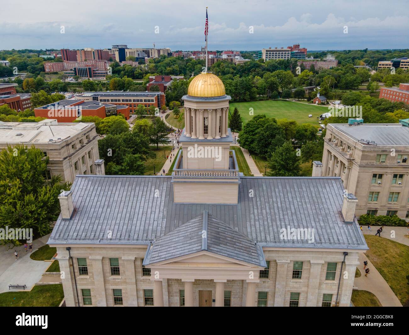 Old Capitol and Pentacrest: Aerial photograph of the beautiful ...