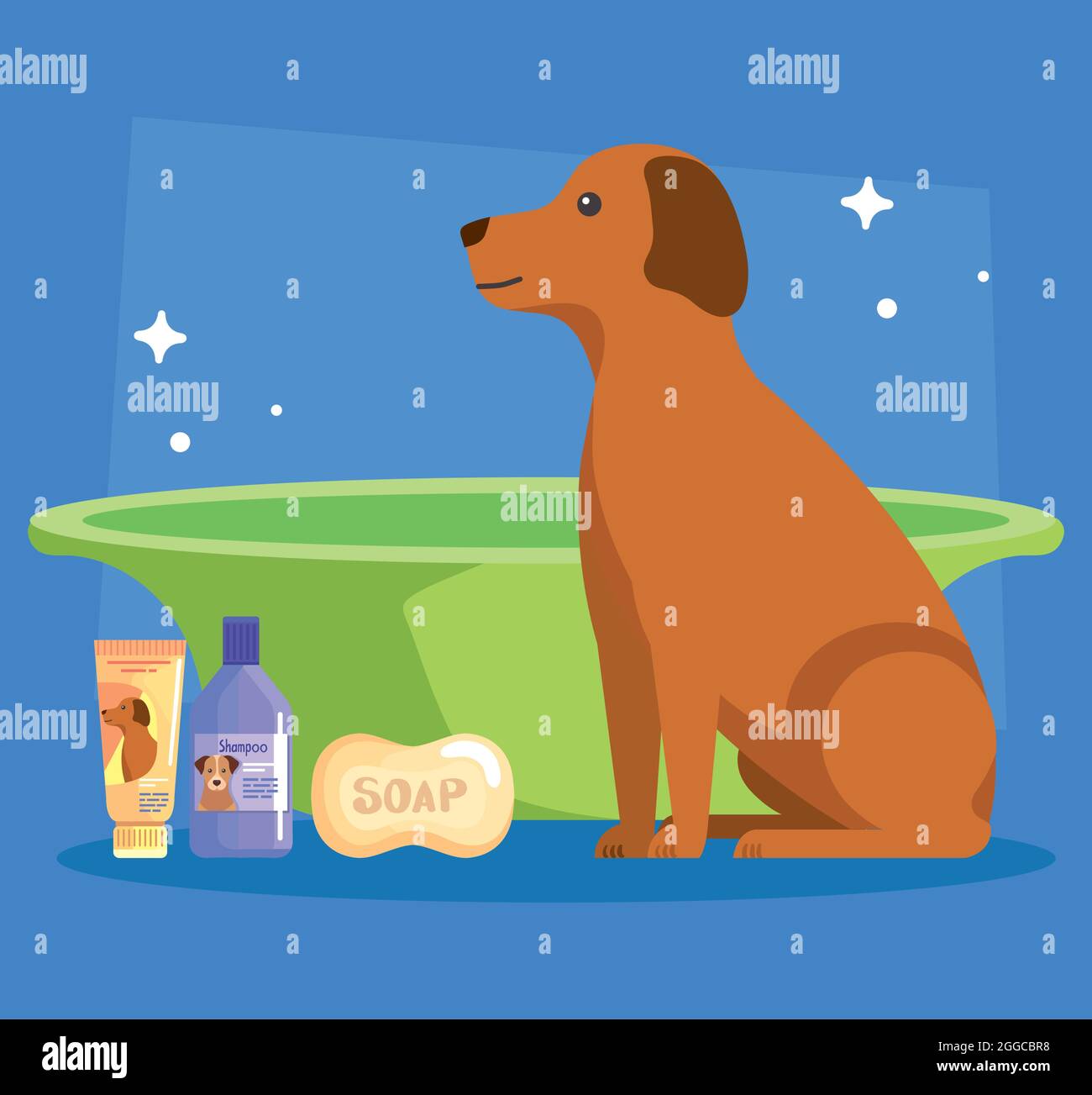 Dog with shower bucket Stock Vector Image & Art - Alamy
