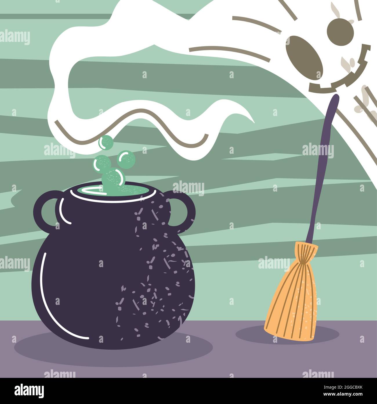 halloween ghost cauldron Stock Vector Image & Art - Alamy