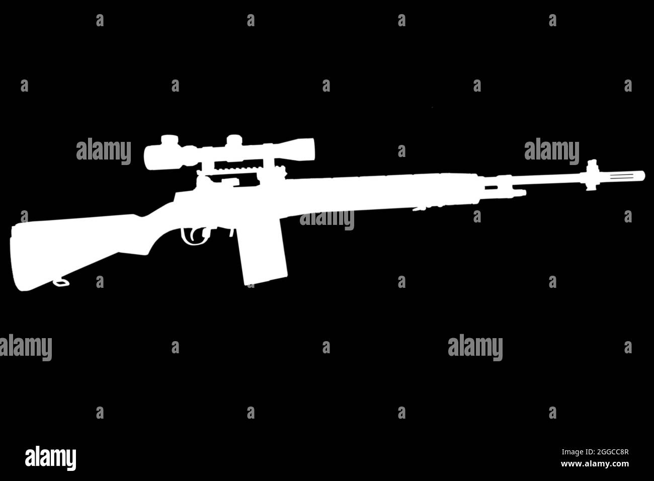M14 based sniper rifle white silhouette on black background Stock Photo ...