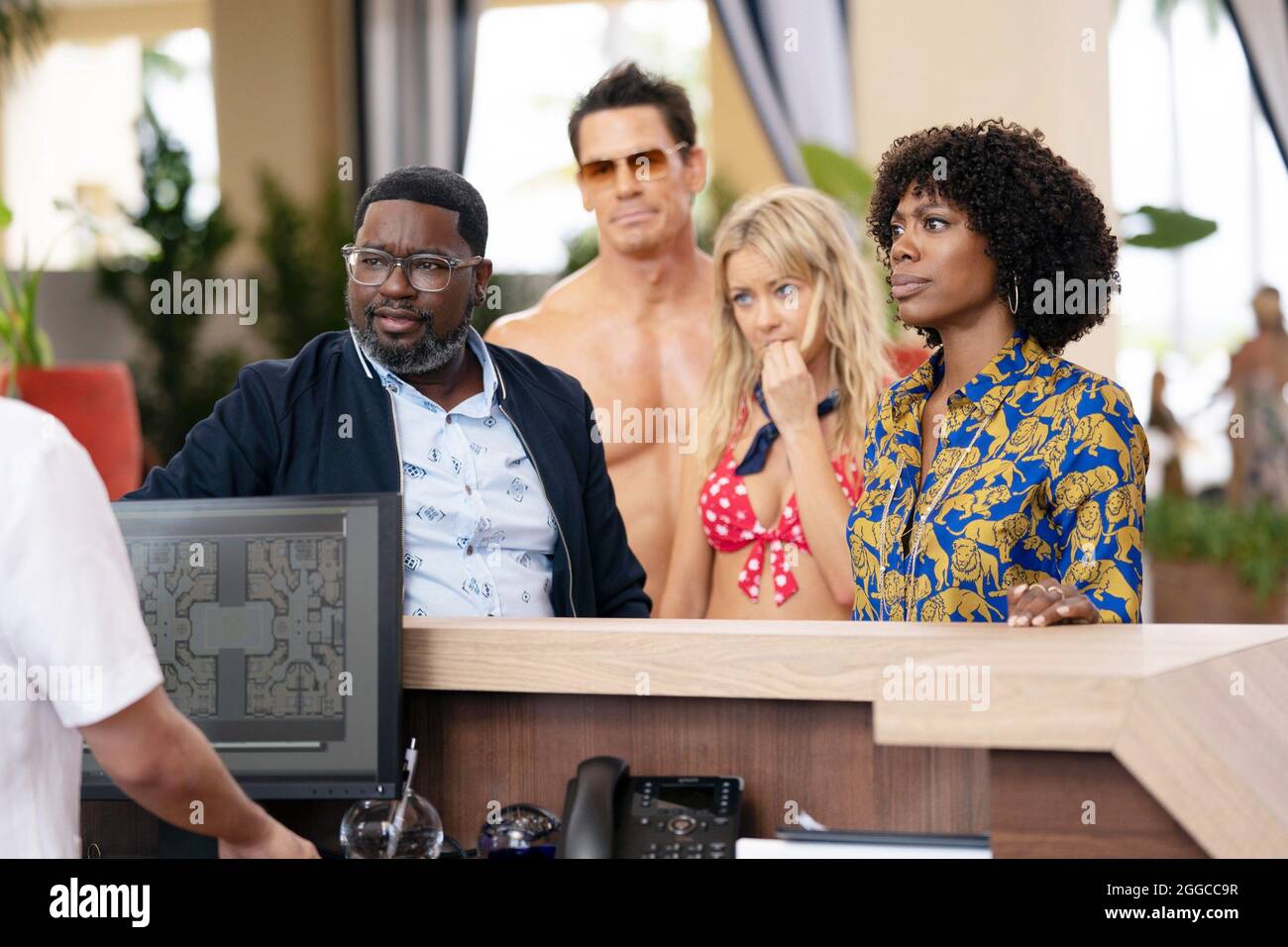 VACATION FRIENDS, from left: Lil Rel Howery, John Cena, Meredith Hagner ...