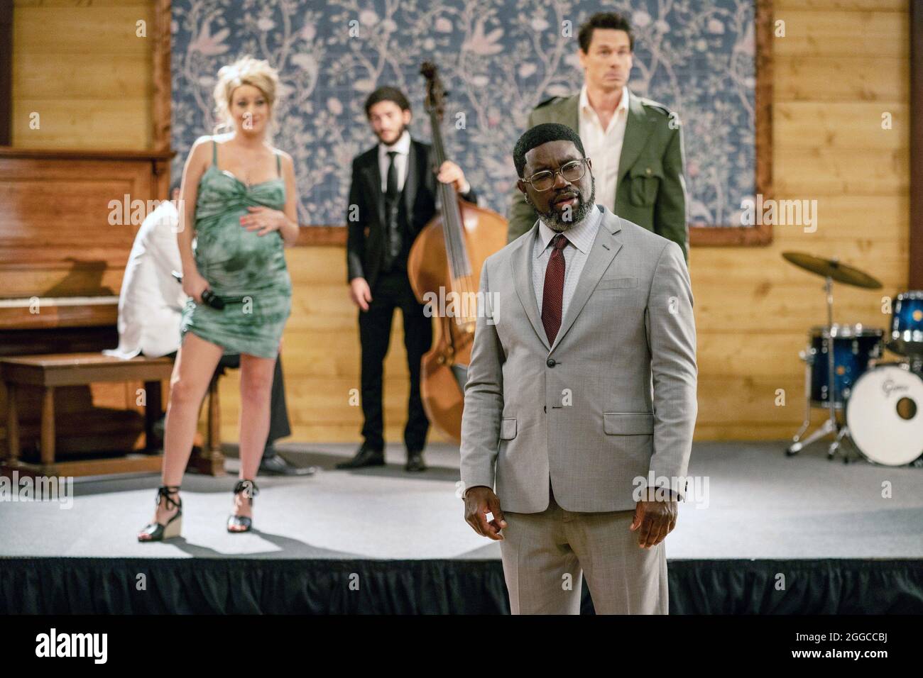 VACATION FRIENDS, from left: Meredith Hagner, Lil Rel Howery, John Cena ...