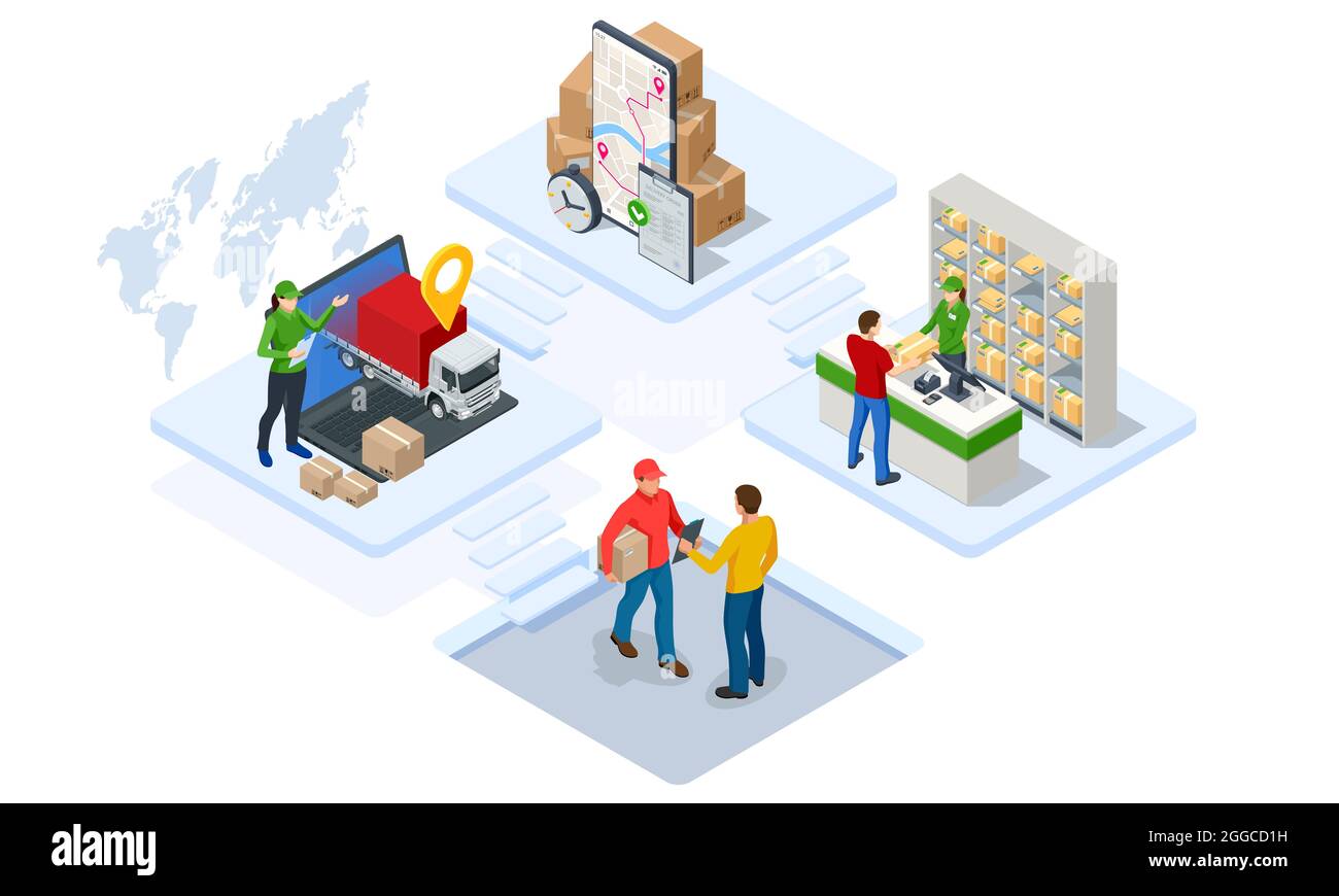 Global logistics network isometric illustration. Isometric Logistics ...