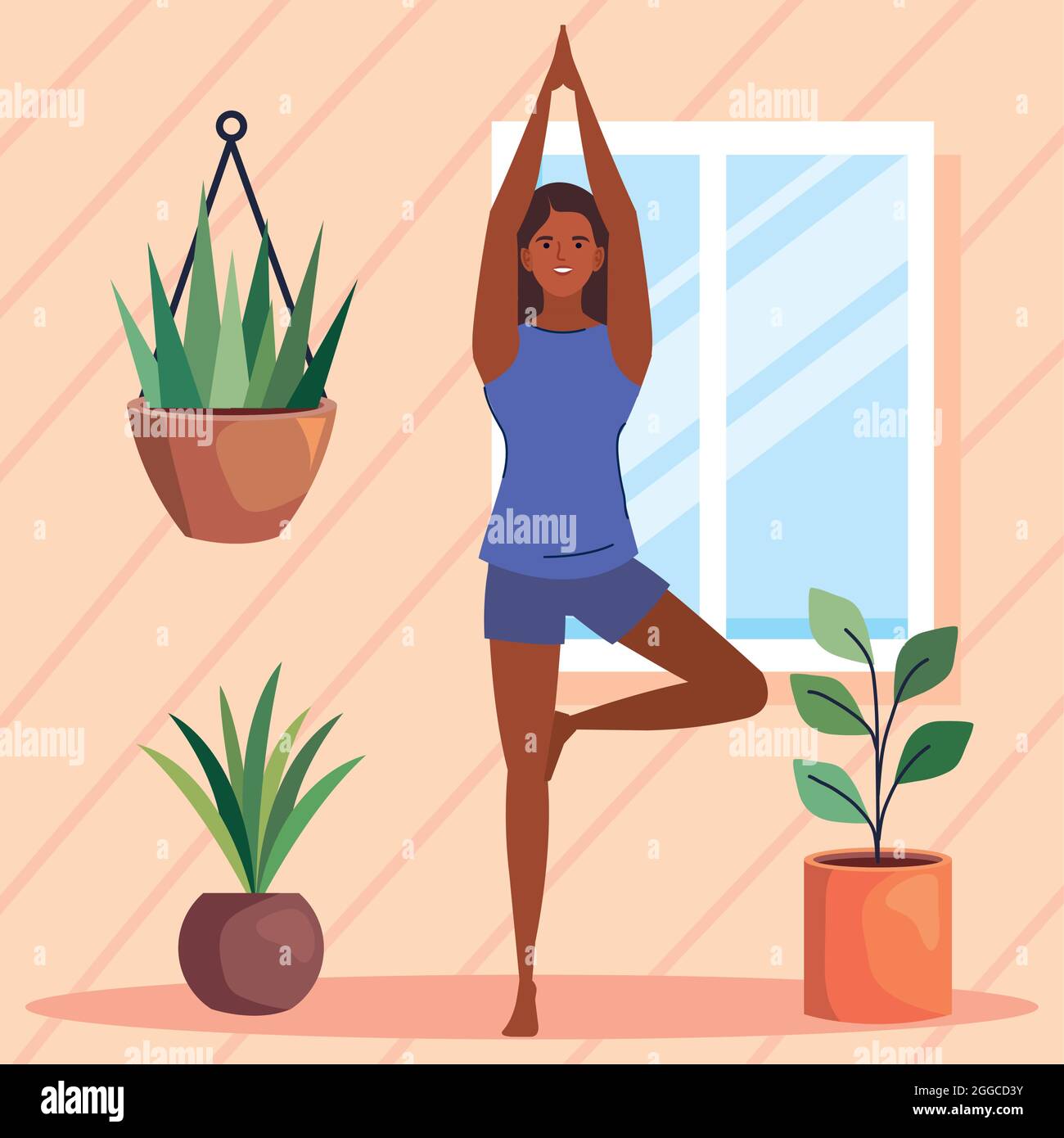 Girl doing tree pose Stock Vector Image & Art - Alamy