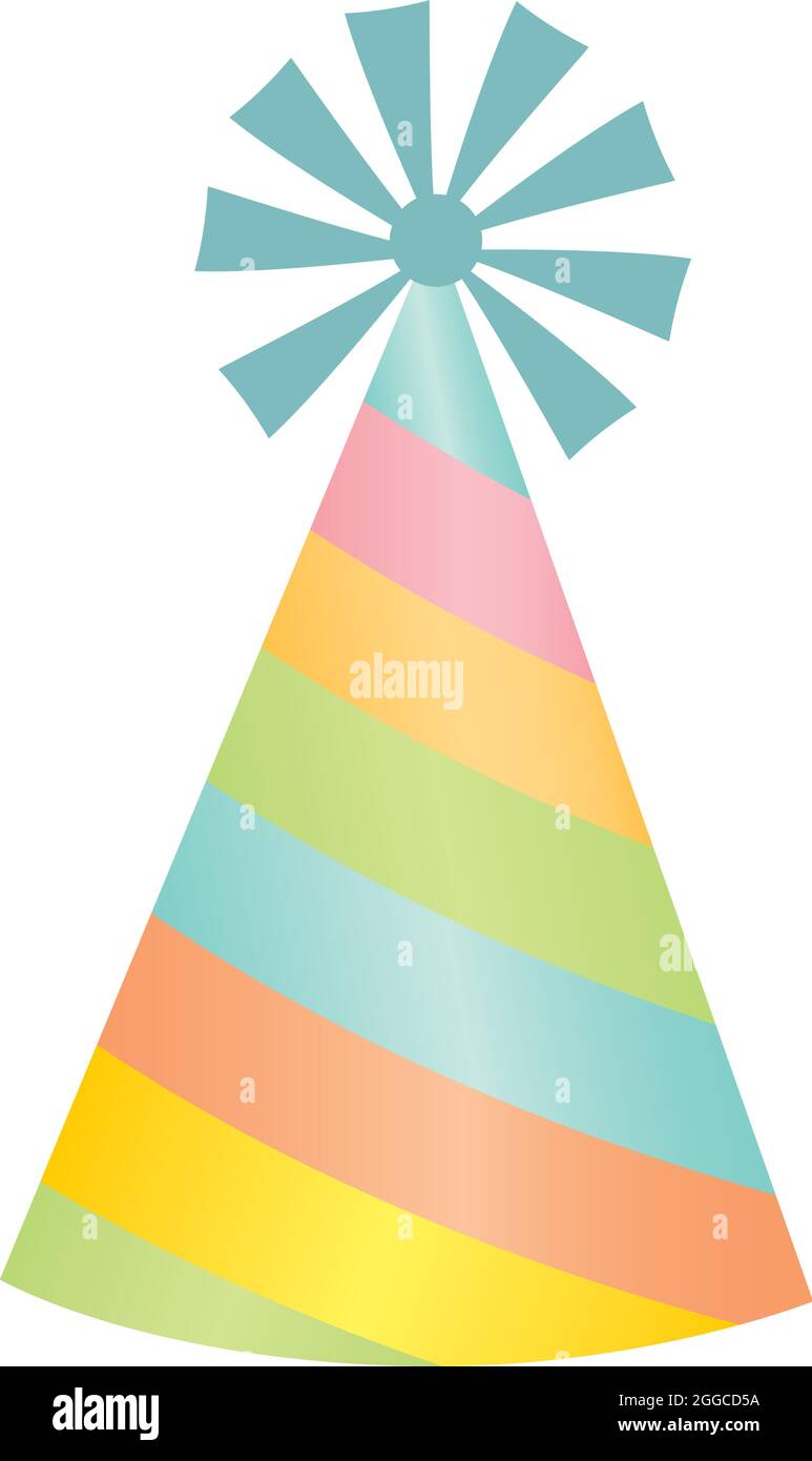 Striped Birthday Hat in Pastel Colours. Vector Party Hat Stock Vector ...