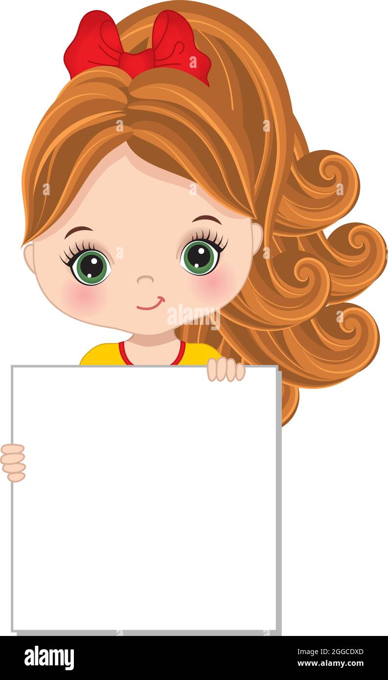 Cute Little Redheaded Girl Holding Blank Banner for Your Text to ...