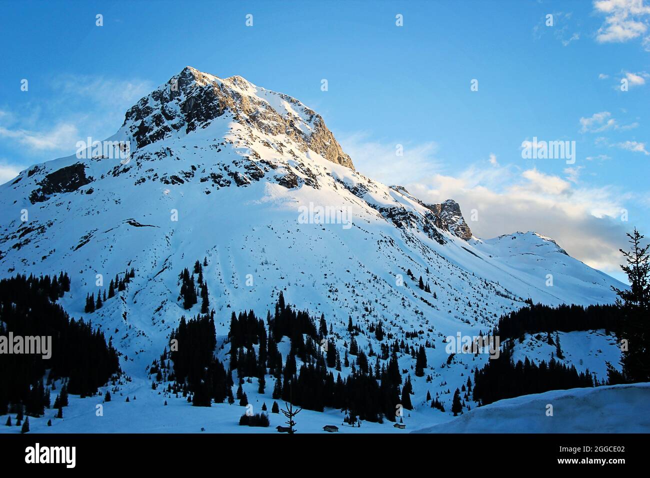 Blue Winter Mountain in Lech, Austria Stock Photo - Alamy