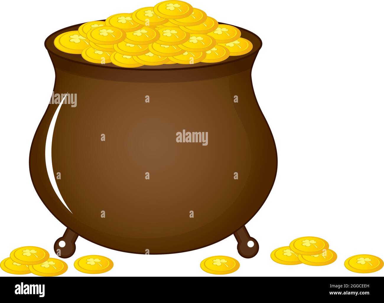 Irish Pot full with Golden Coins. St. Patricks Day Stock Vector Image ...