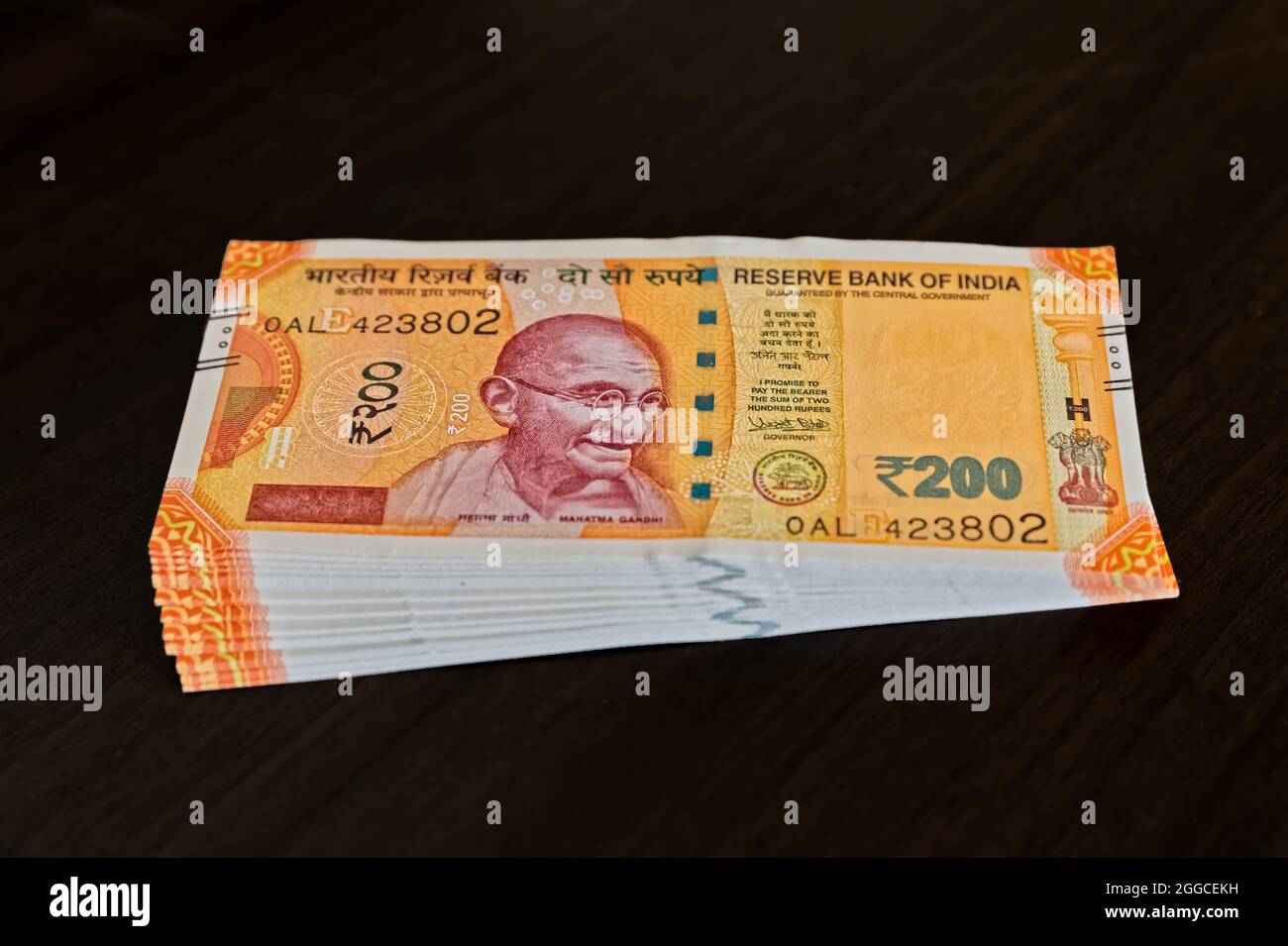 200 indian rupee currency hi-res stock photography and images - Alamy