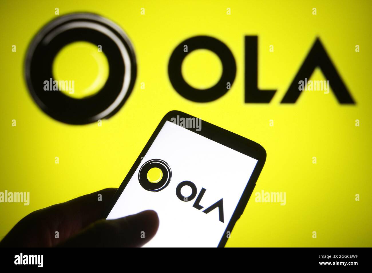 Ukraine. 30th Aug, 2021. In this photo illustration an Ola Cabs logo of ...