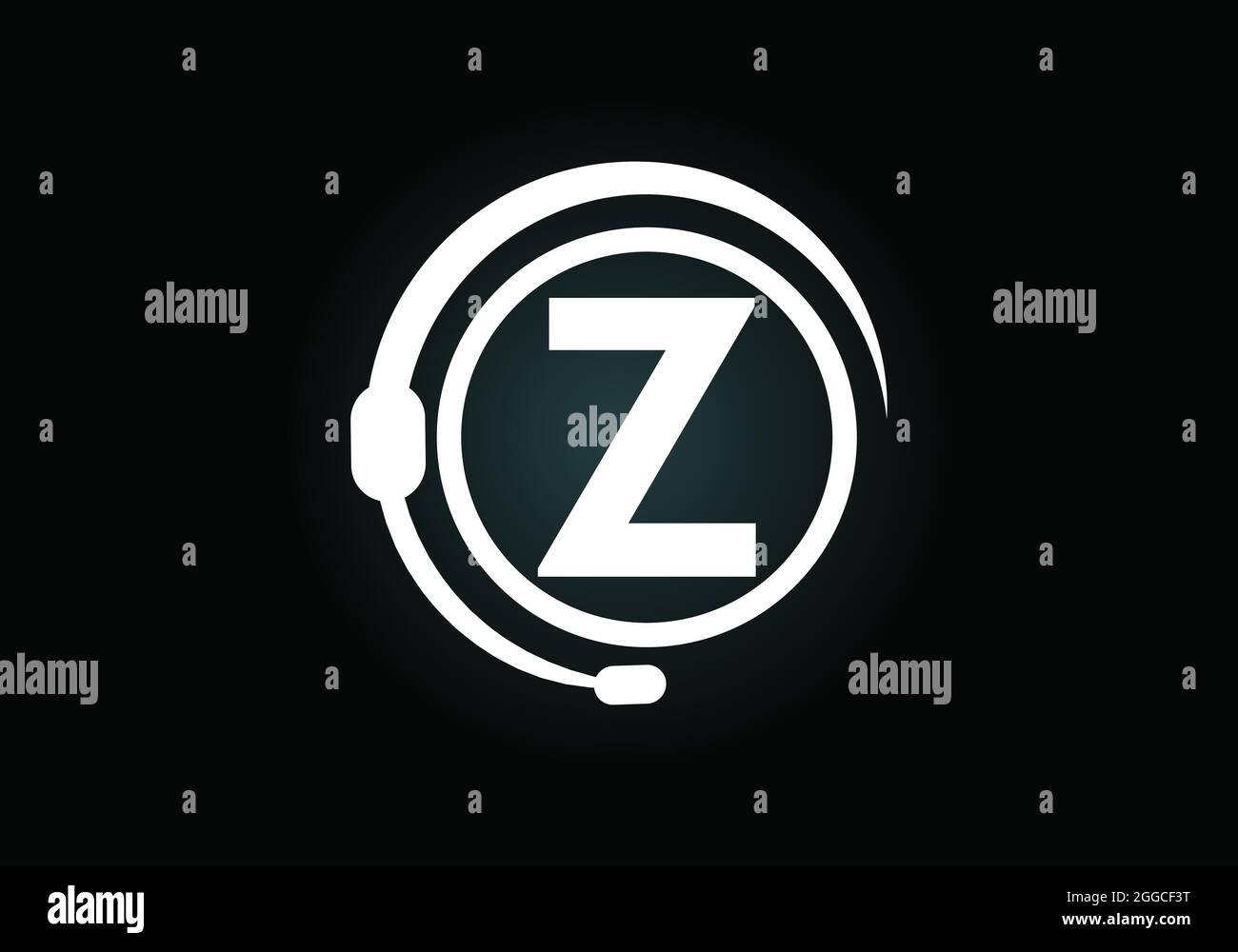 Initial Z monogram letter alphabet and support service with headphones ...
