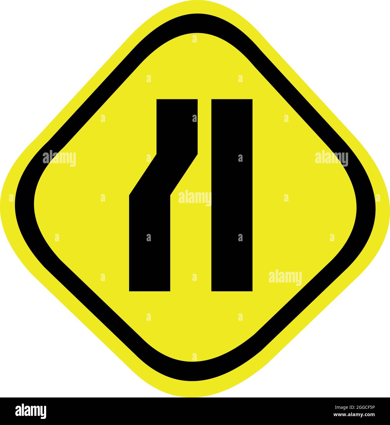 Vector illustration of road traffic sign narrows from the left Stock ...