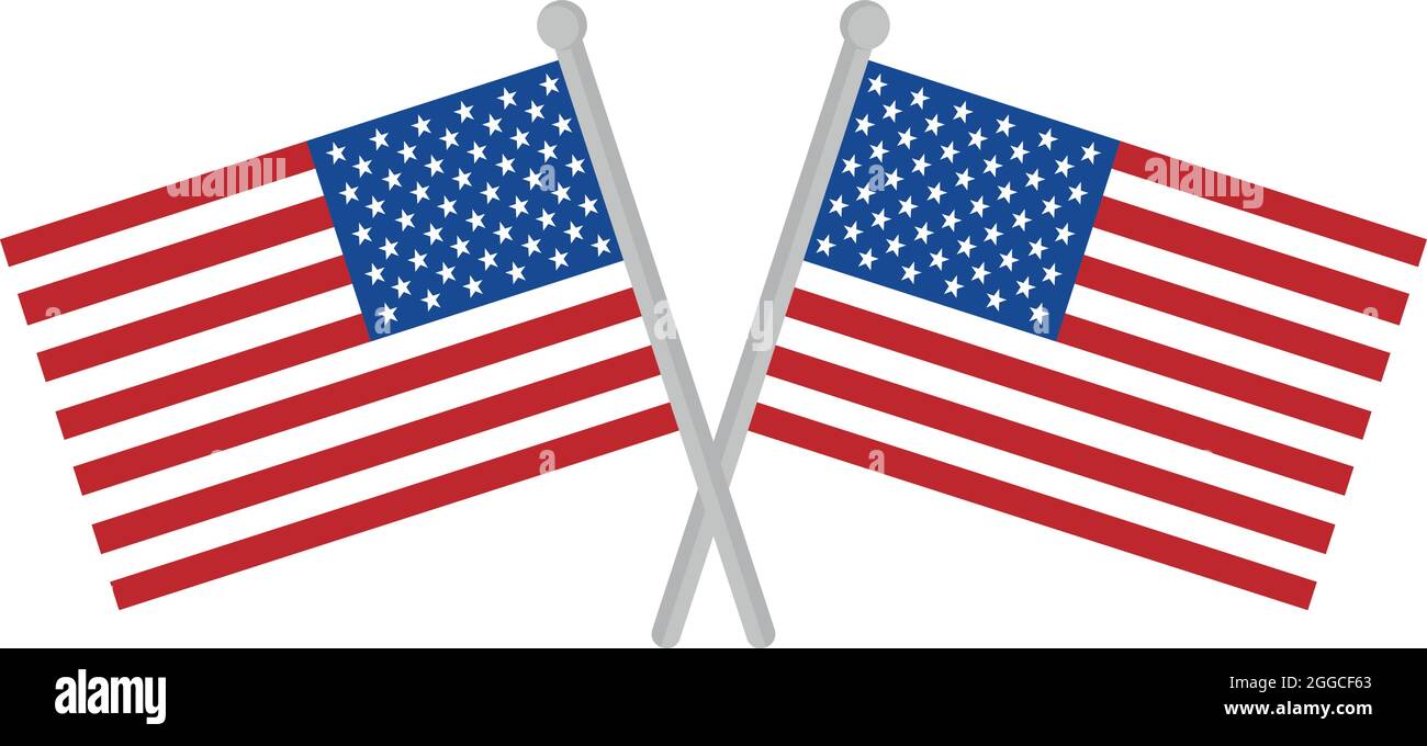 Vector illustration of crossed united states of north america flags ...