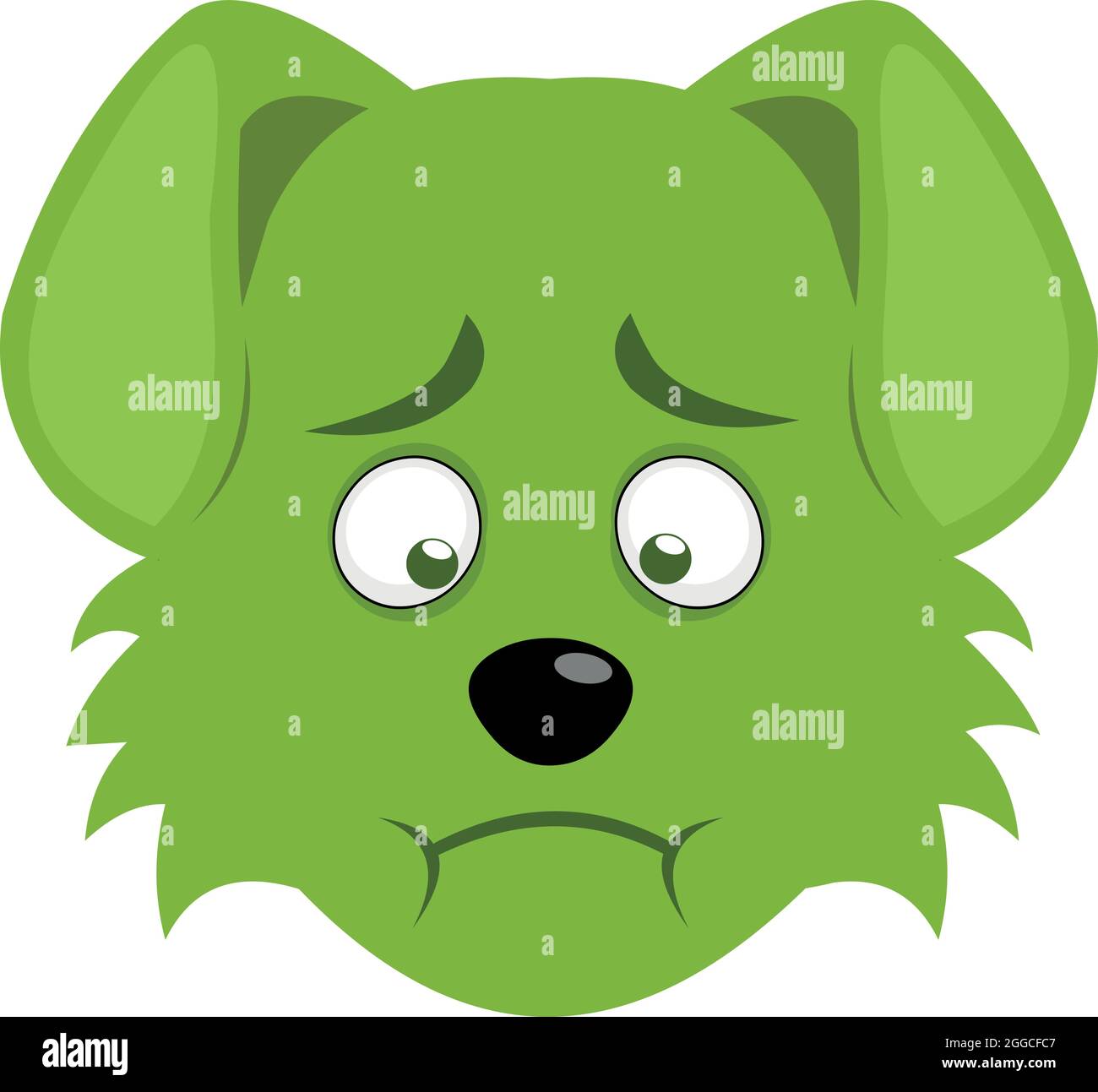 Vector emoticon illustration of the face of a dizzy and green dog Stock ...
