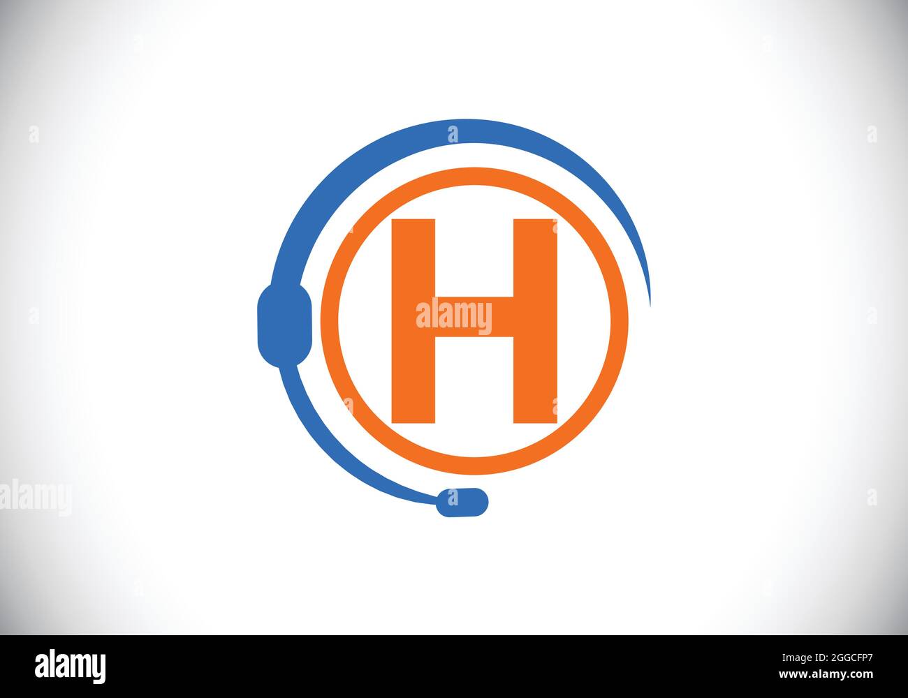 Initial H monogram letter alphabet and support service with headphones ...