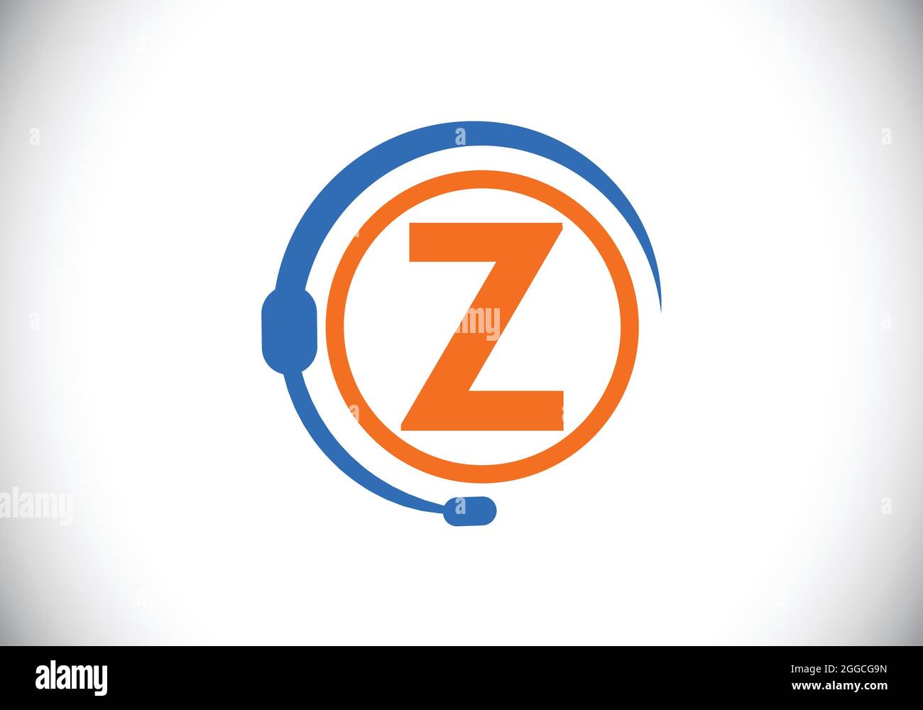 Initial Z monogram letter alphabet and support service with headphones ...