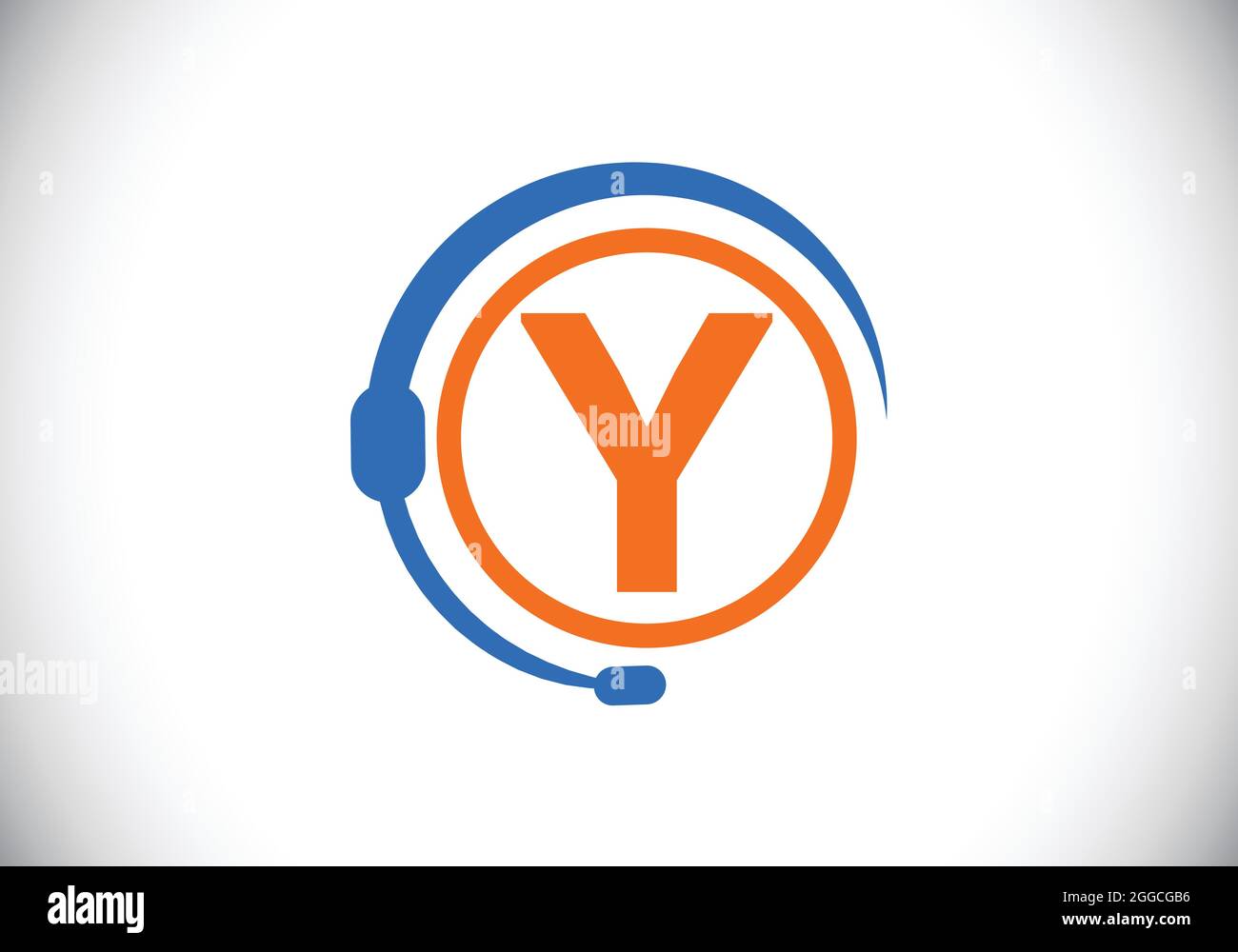 Initial Y monogram letter alphabet and support service with headphones ...