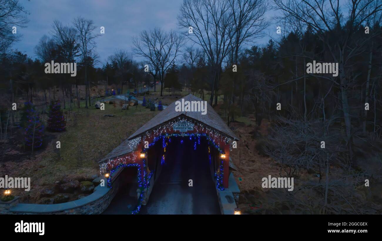 Aerial View of a Large Christmas Display Covering Buildings and Grounds ...