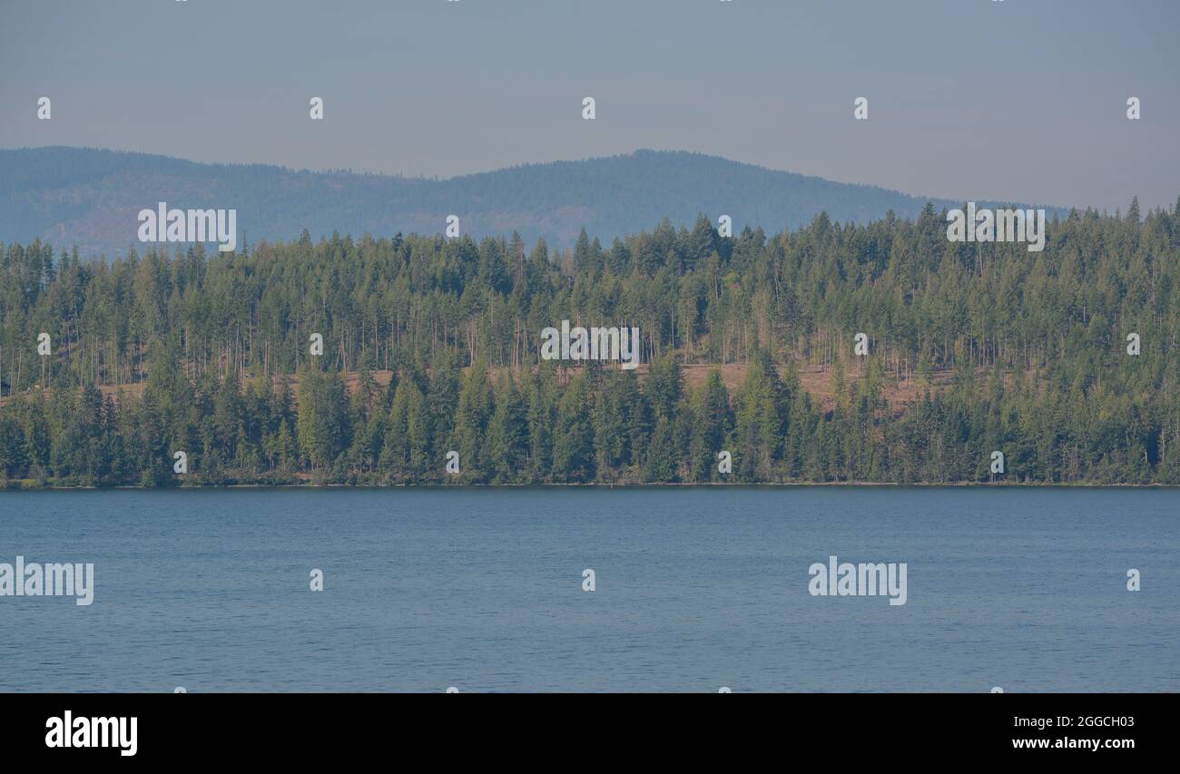The Beautiful view of Lake Pend Oreille in the northern Rocky Mountains ...
