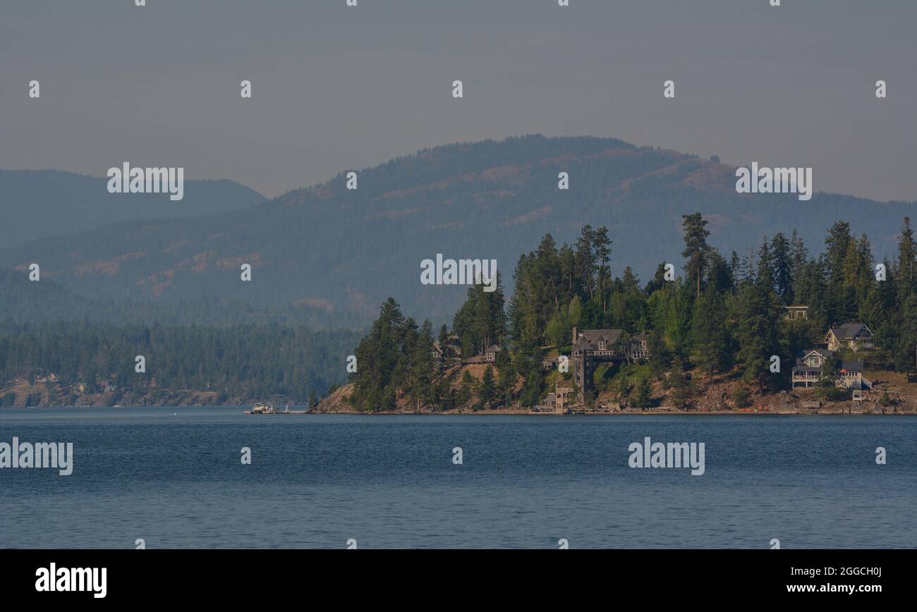 The Beautiful view of Lake Pend Oreille in the northern Rocky Mountains ...
