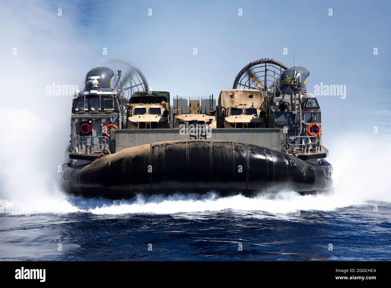 A Navy Marine Expeditionary Ship Interdiction System launcher, a ...