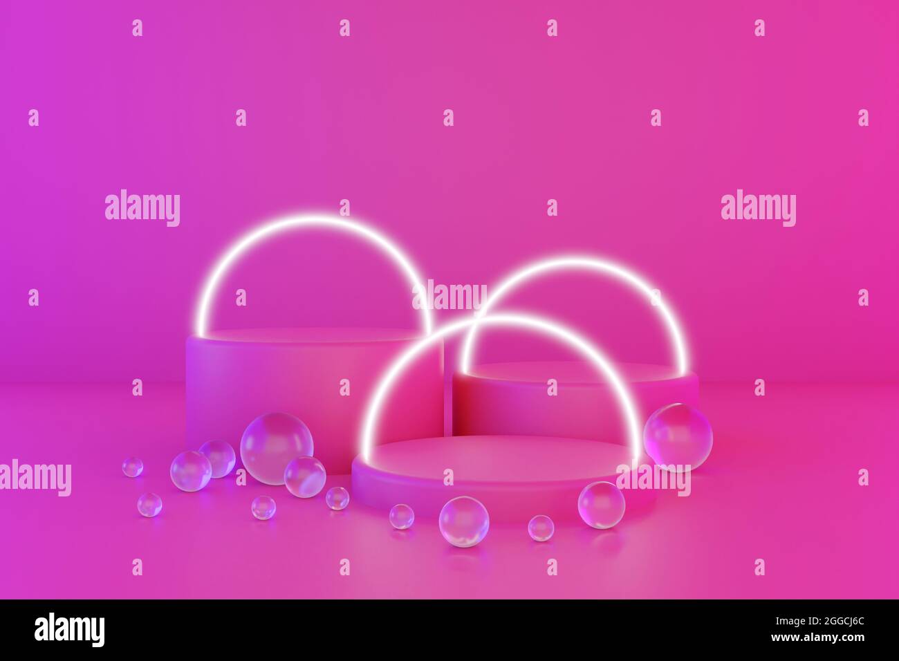 Pastel pink minimal three 3d background with neon effect. Poster design ...