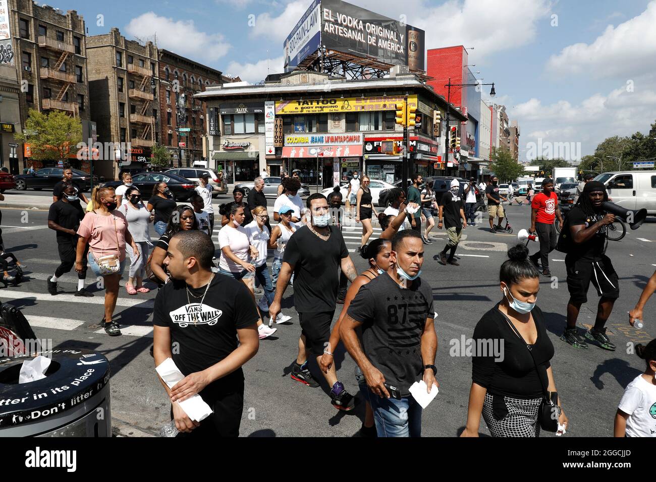 New York, USA. 30th Aug, 2021. Dozens march through the streets one day ...