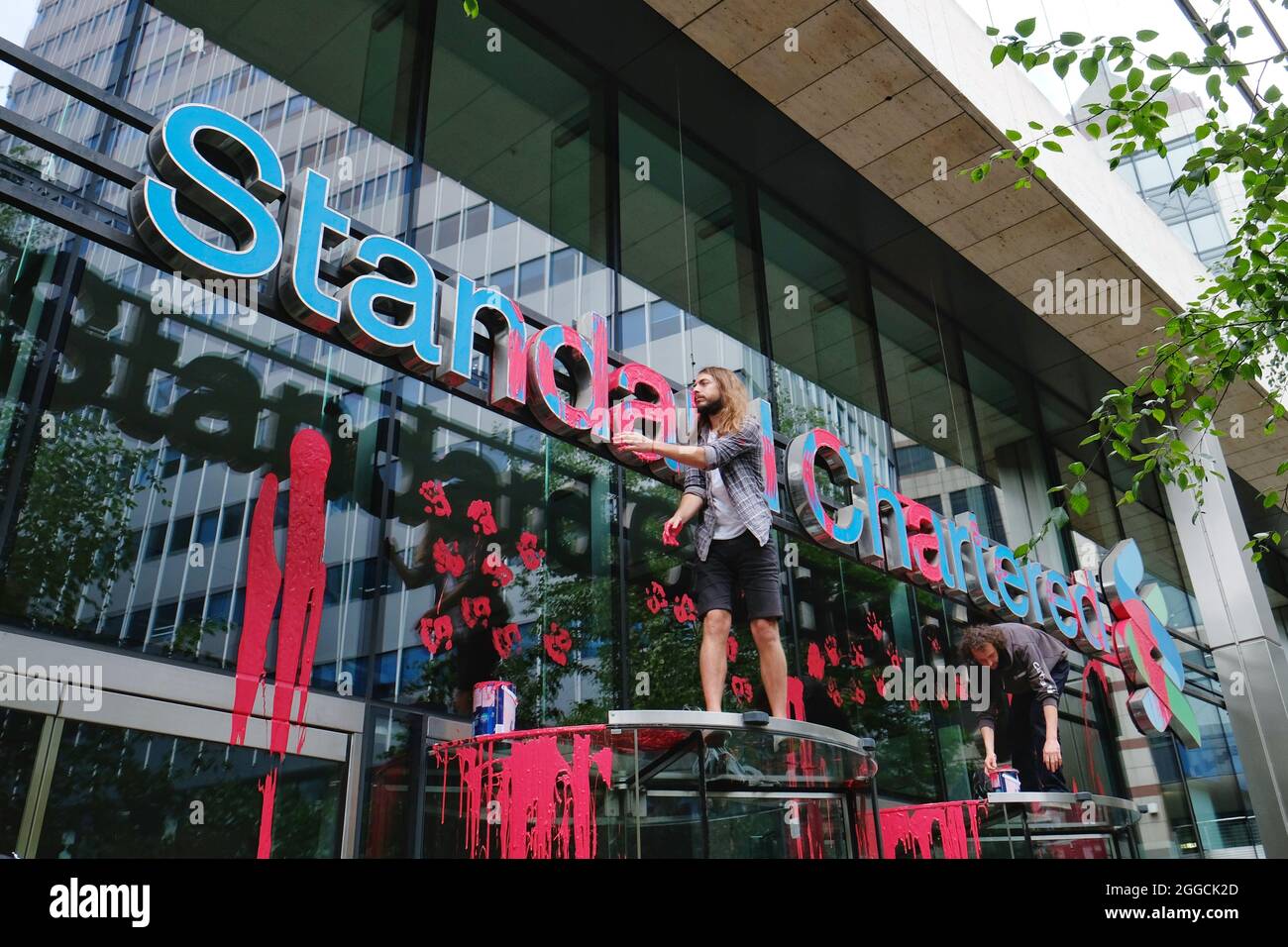 London, UK. Extinction Rebellion target Standard Chartered bank in ...