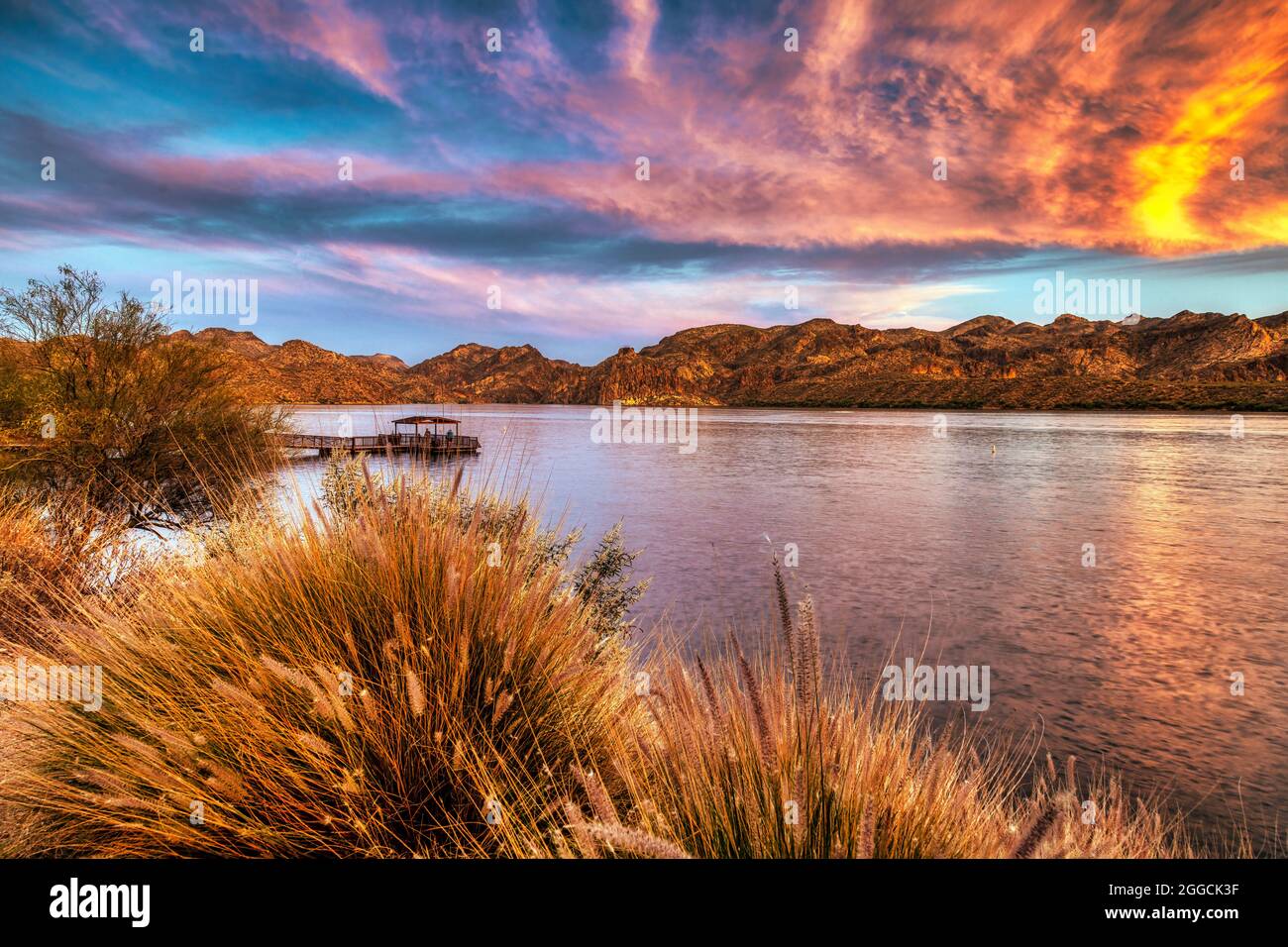 Sagauro Lake in the Tonto National Forest near Phoenix, Arizona Stock ...