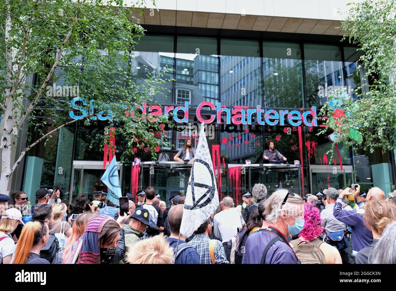 London, UK. Extinction Rebellion target Standard Chartered bank in ...