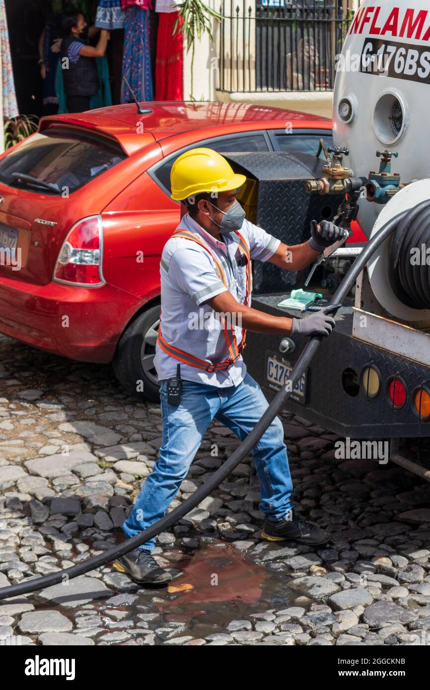 industrial worker delivering gas Stock Photo - Alamy