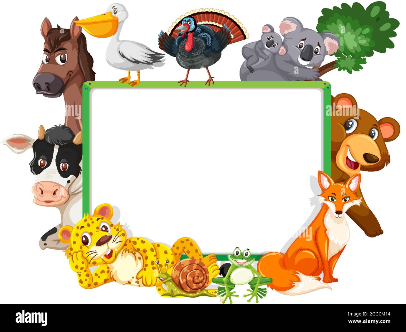 Empty banner with various wild animals illustration Stock Vector Image ...