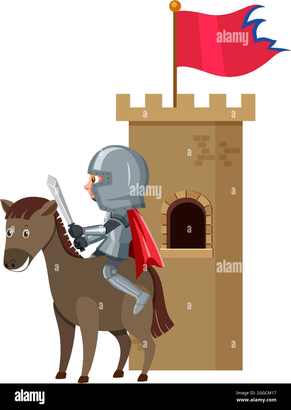Knight cartoon character on white background illustration Stock Vector ...