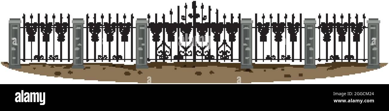 Gothic metal gate on white background illustration Stock Vector Image ...