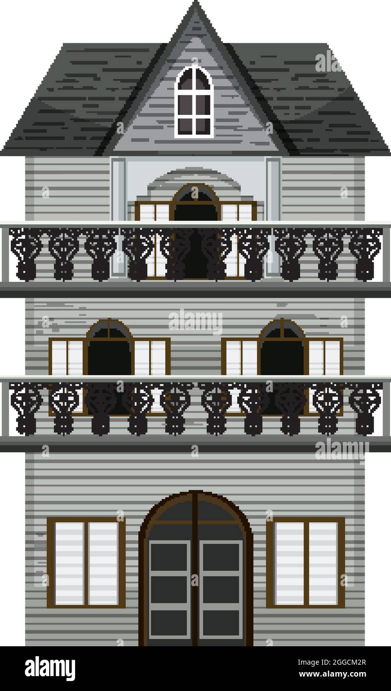 Isolated haunted mansion facade illustration Stock Vector Image & Art ...
