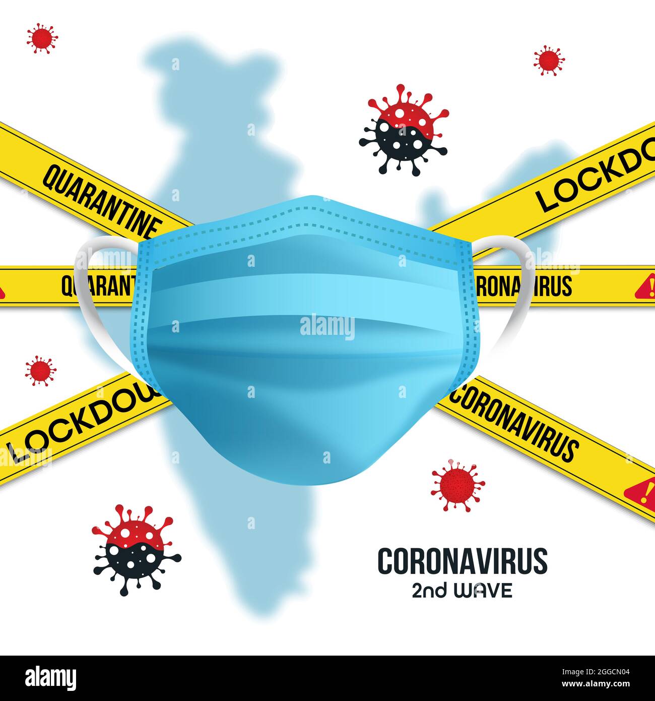 3rd wave of the corona virus concept with corona covid 19 safety mask ...