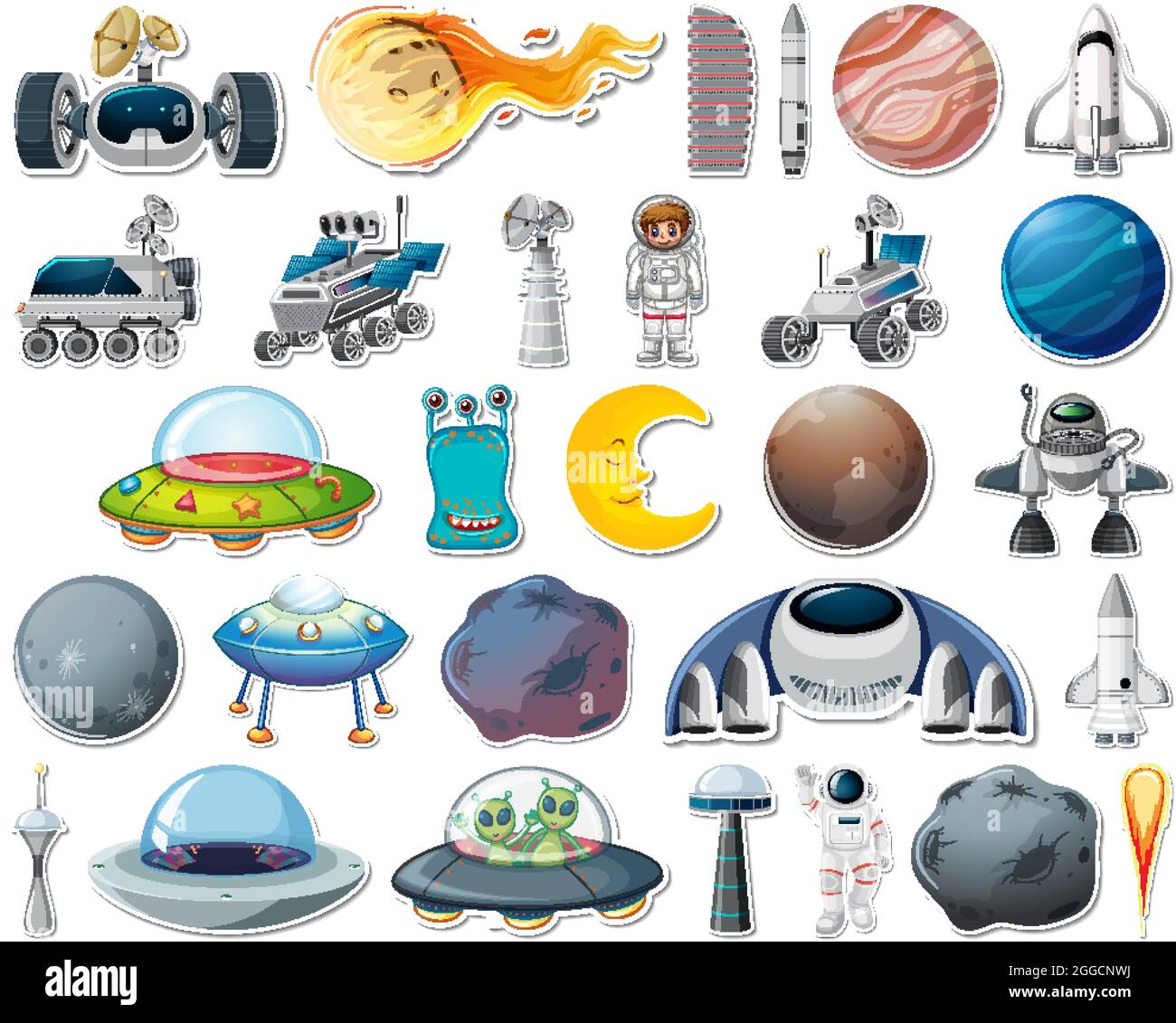 Set of stickers with Solar system objects isolated illustration Stock ...