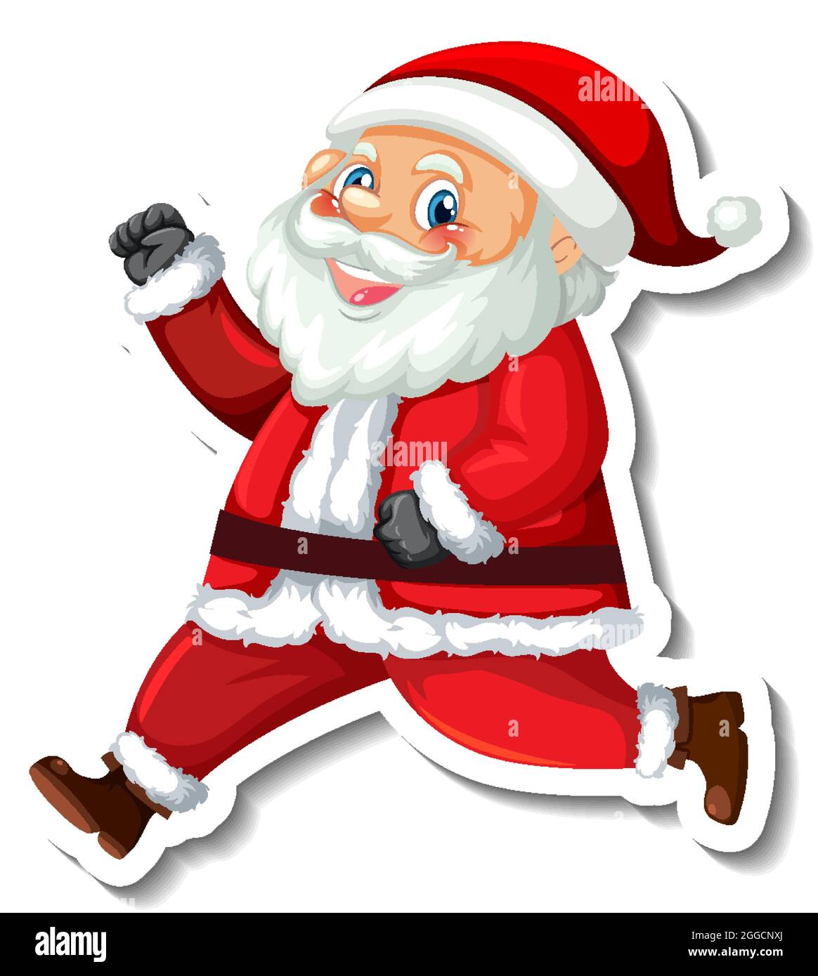 Sticker template with Santa Claus cartoon character isolated ...