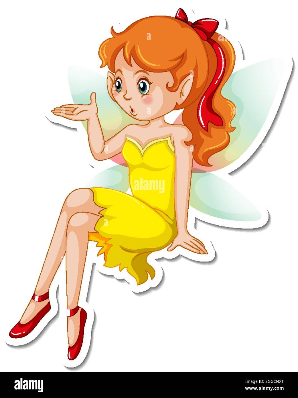 Beautiful fairy cartoon character sticker illustration Stock Vector ...