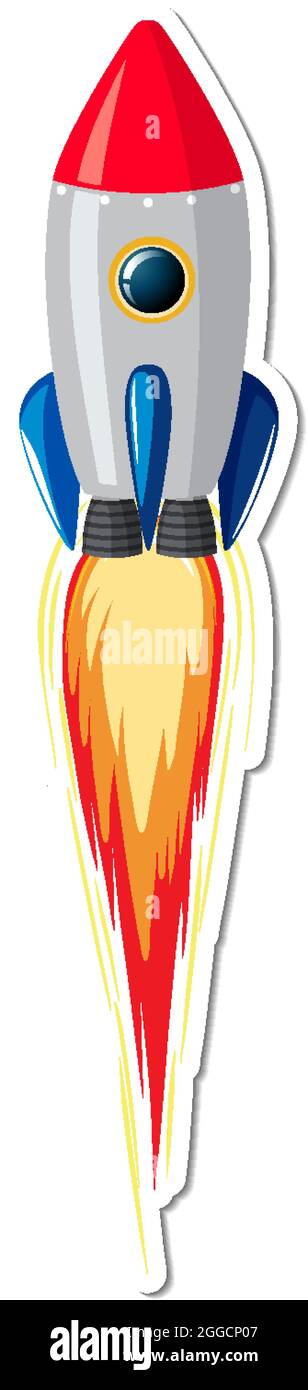 Sticker template with rocket ship isolated illustration Stock Vector ...