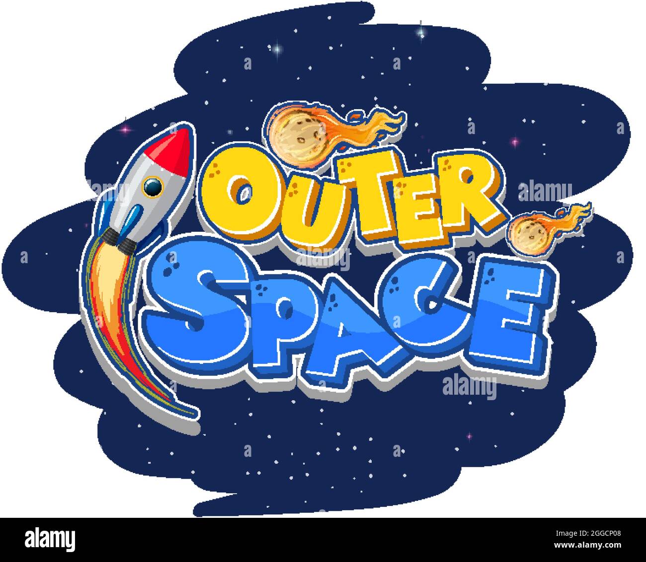 Outer Space logo with spaceship illustration Stock Vector Image & Art ...