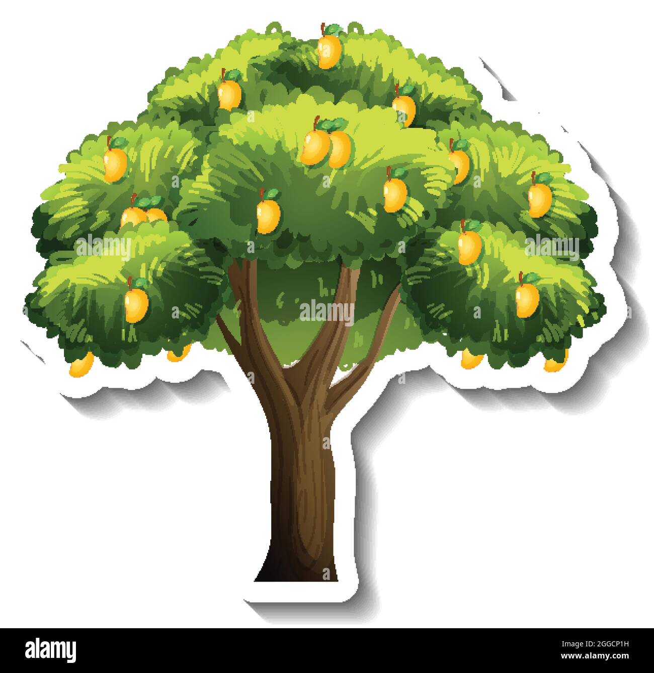 Mango tree sticker on white background illustration Stock Vector Image ...