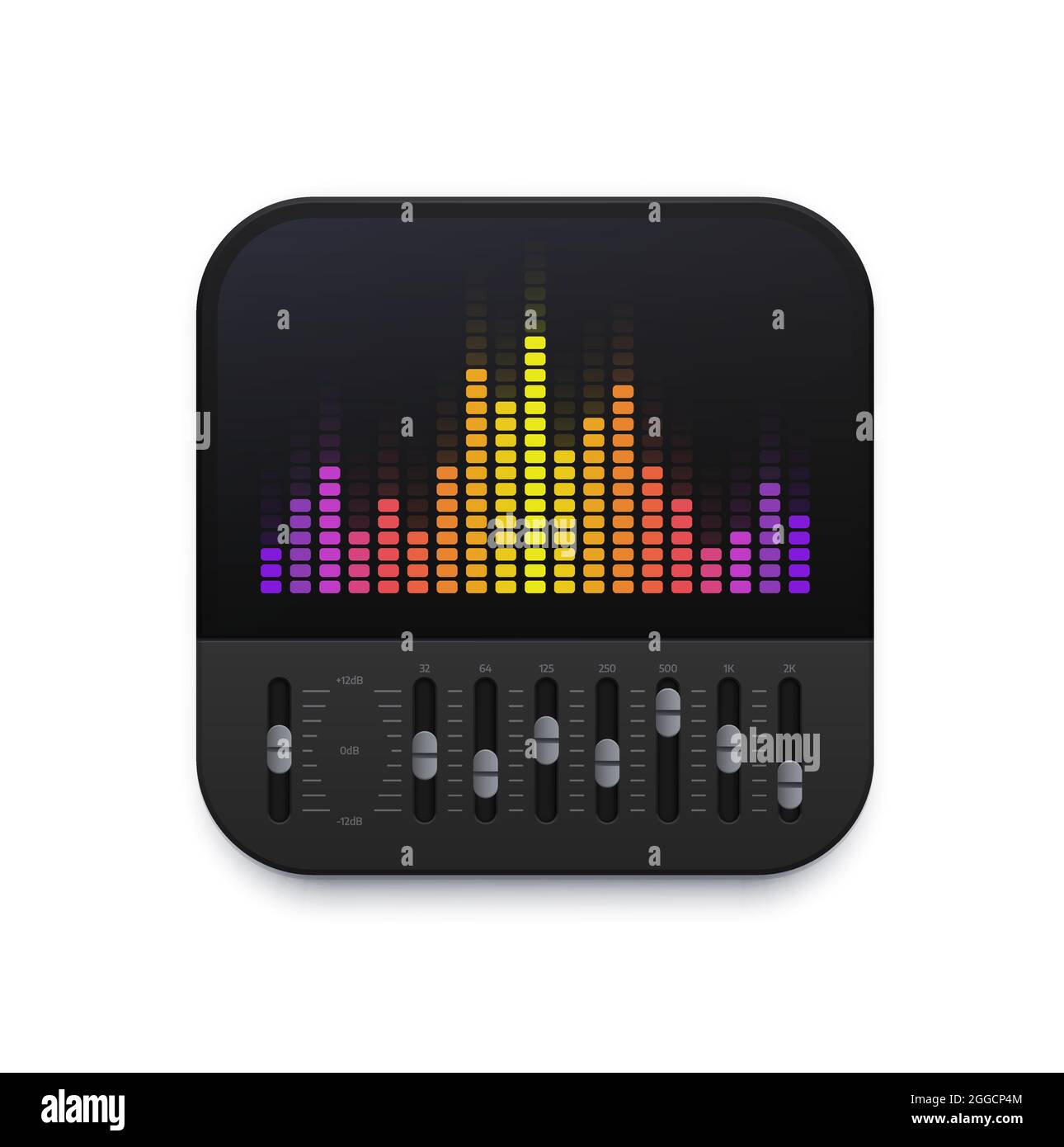 Music sound equalizer interface icon, vector audio wave app of DJ song ...