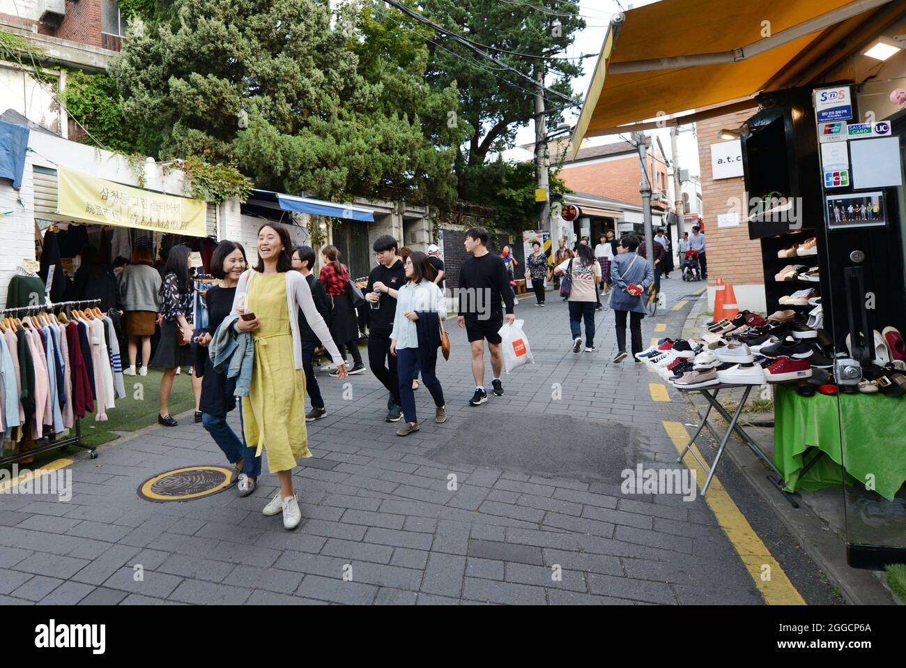 Bukchon-ro 5-gil in Bukchon Hanok Village in Seoul, Korea Stock Photo ...