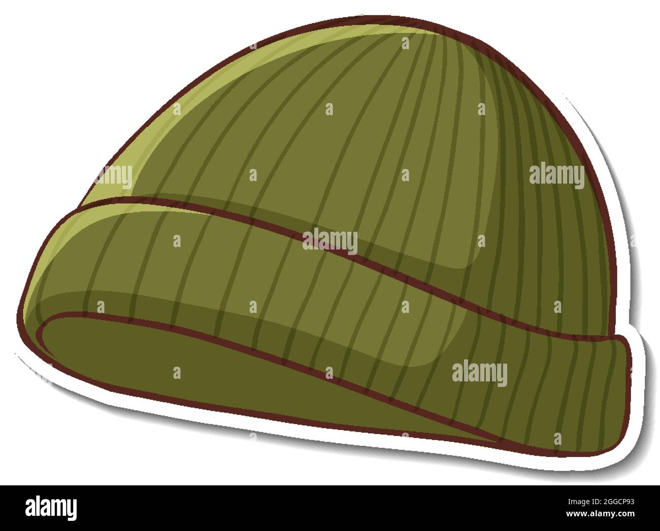 Sticker design with green beanie hat isolated illustration Stock Vector ...