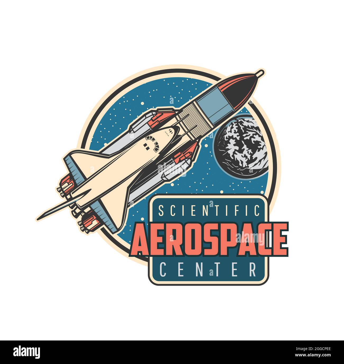 Space shuttle icon with vector carrier rocket, spaceship and Earth ...