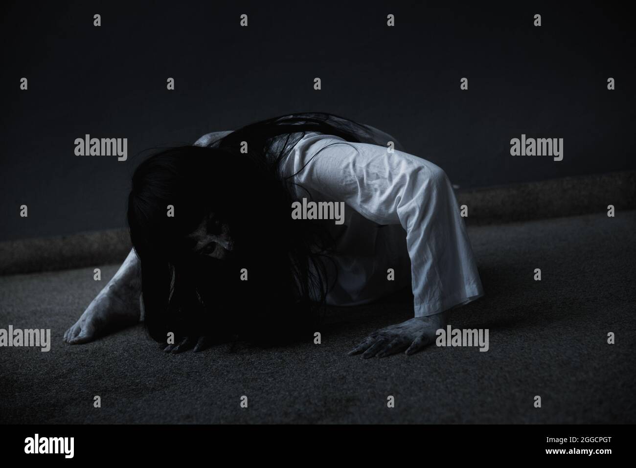 Woman ghost horror creepy her is crawling, halloween concept Stock ...