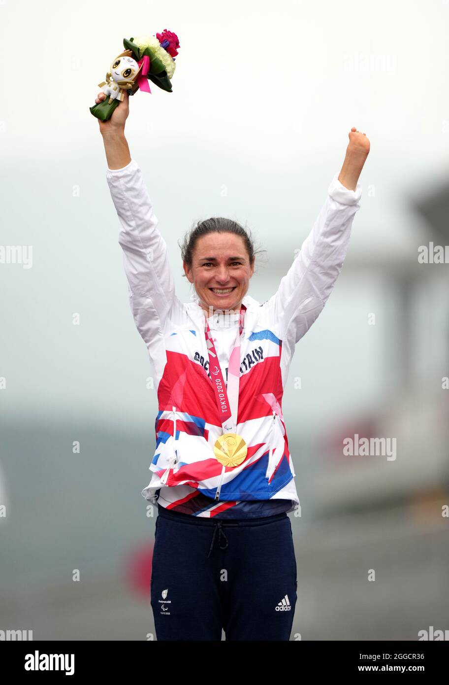 Great Britain's Sarah Storey celebrates with the gold medal in the ...