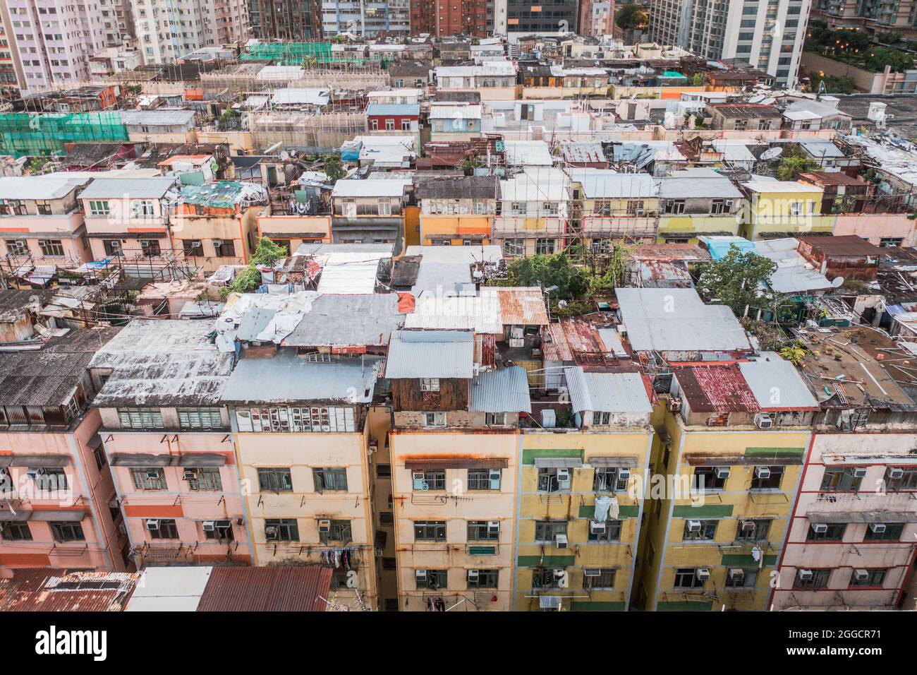 Amazing Colorful messy rooftop on dense old residential house in ...